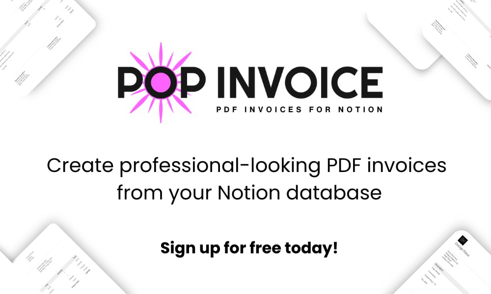 Pop Invoice | Create PDF invoices from Notion.